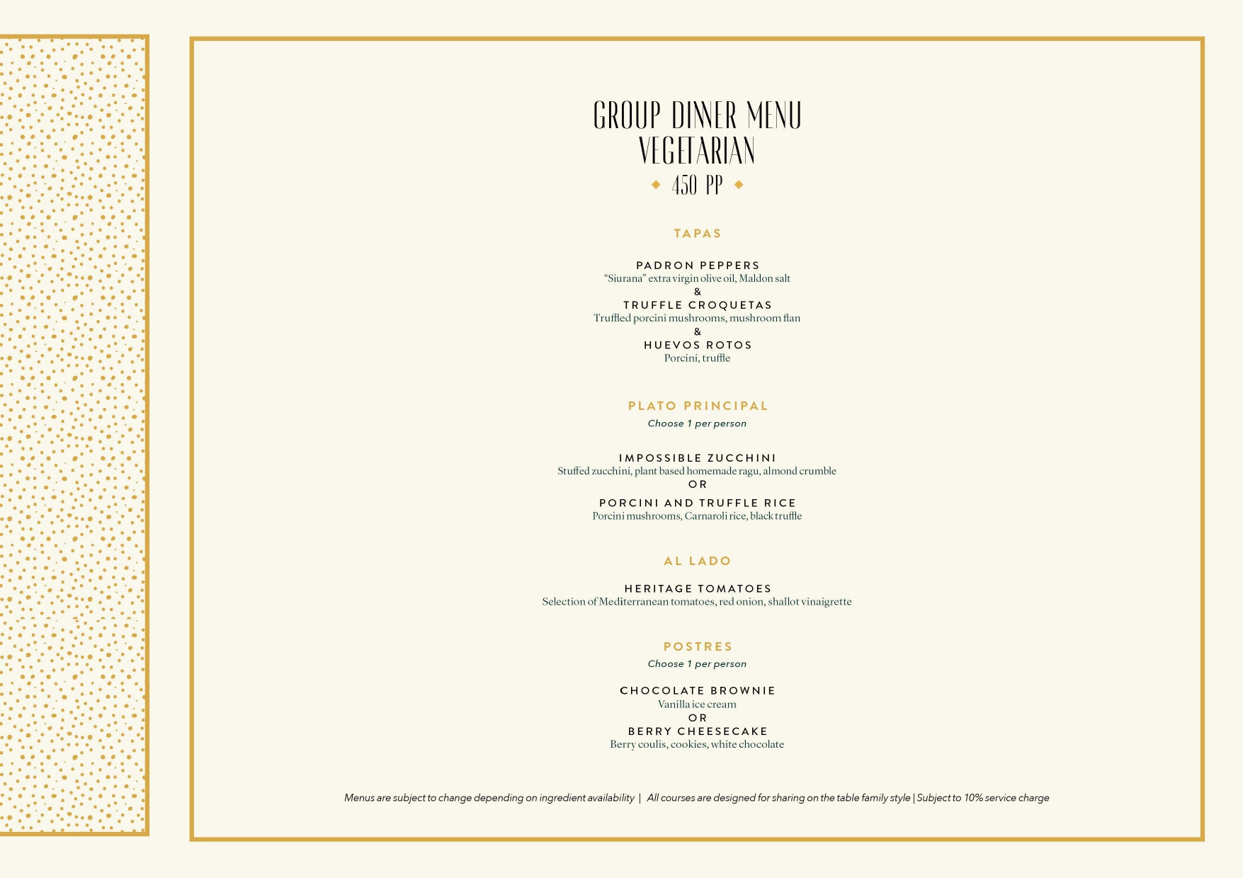 The Optimist - Group Menus