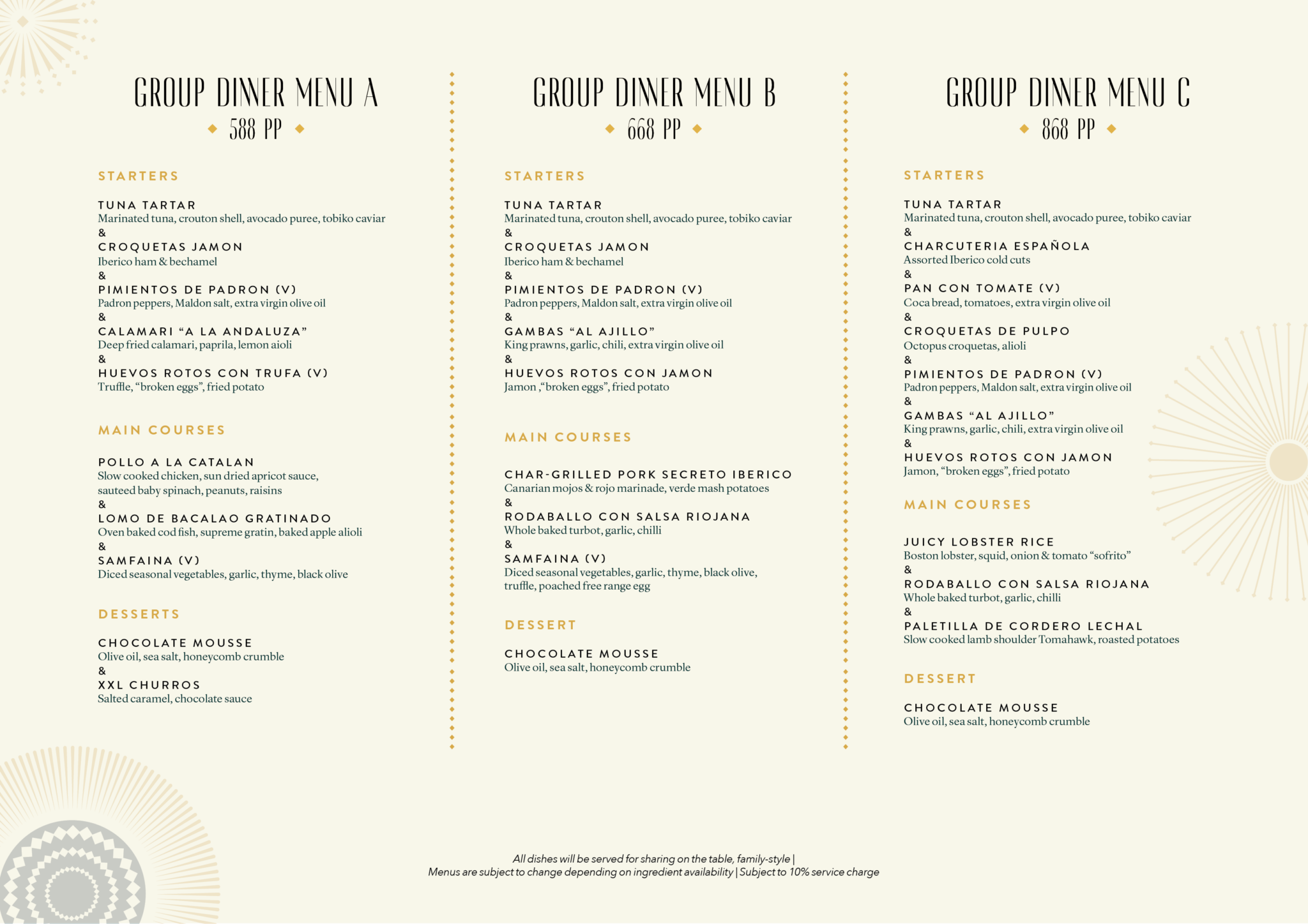 The Optimist - Festive Group Menus