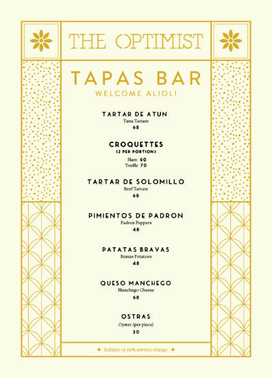 The Optimist - Tapas Bar Menu
